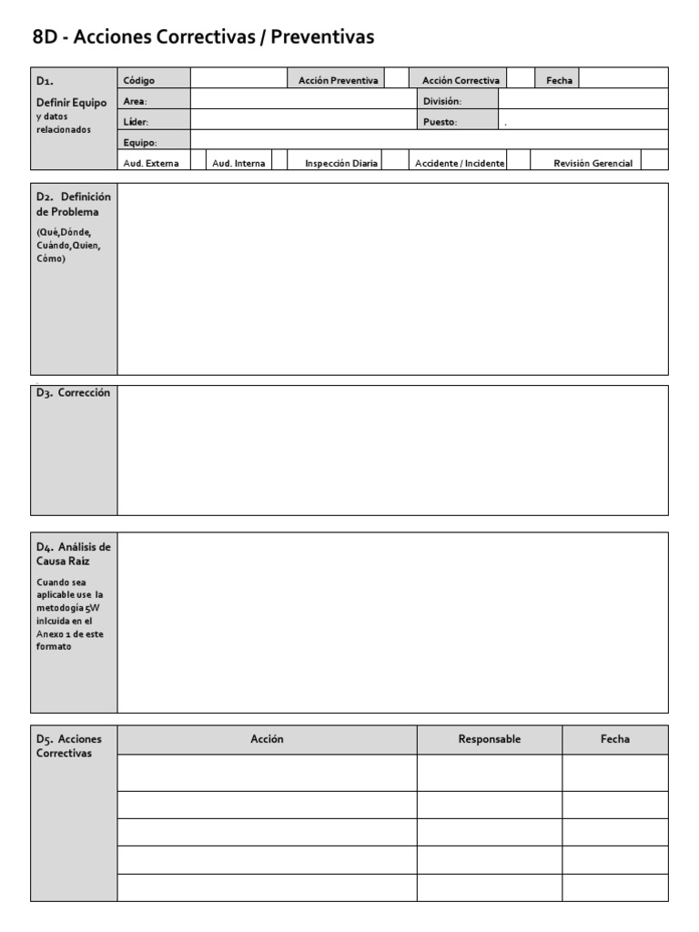 8D - Acciones Correctivas / Preventivas | PDF | Informática | Business