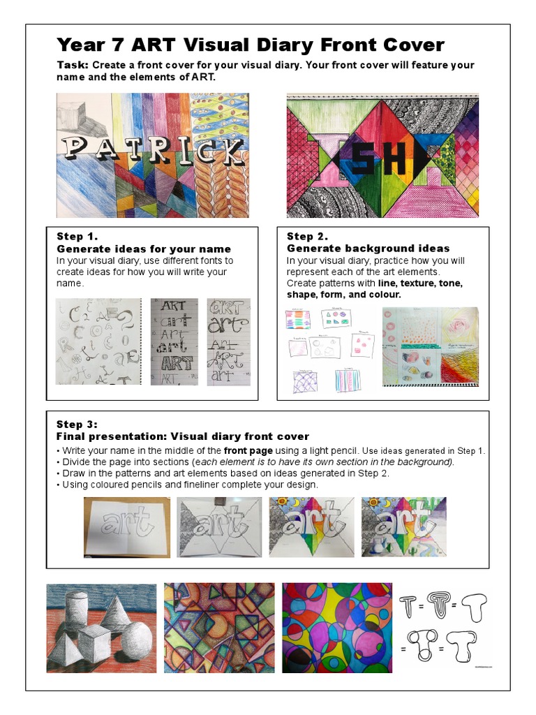 Year 7 Art Visual Diary Front Cover Handout 2020 | PDF