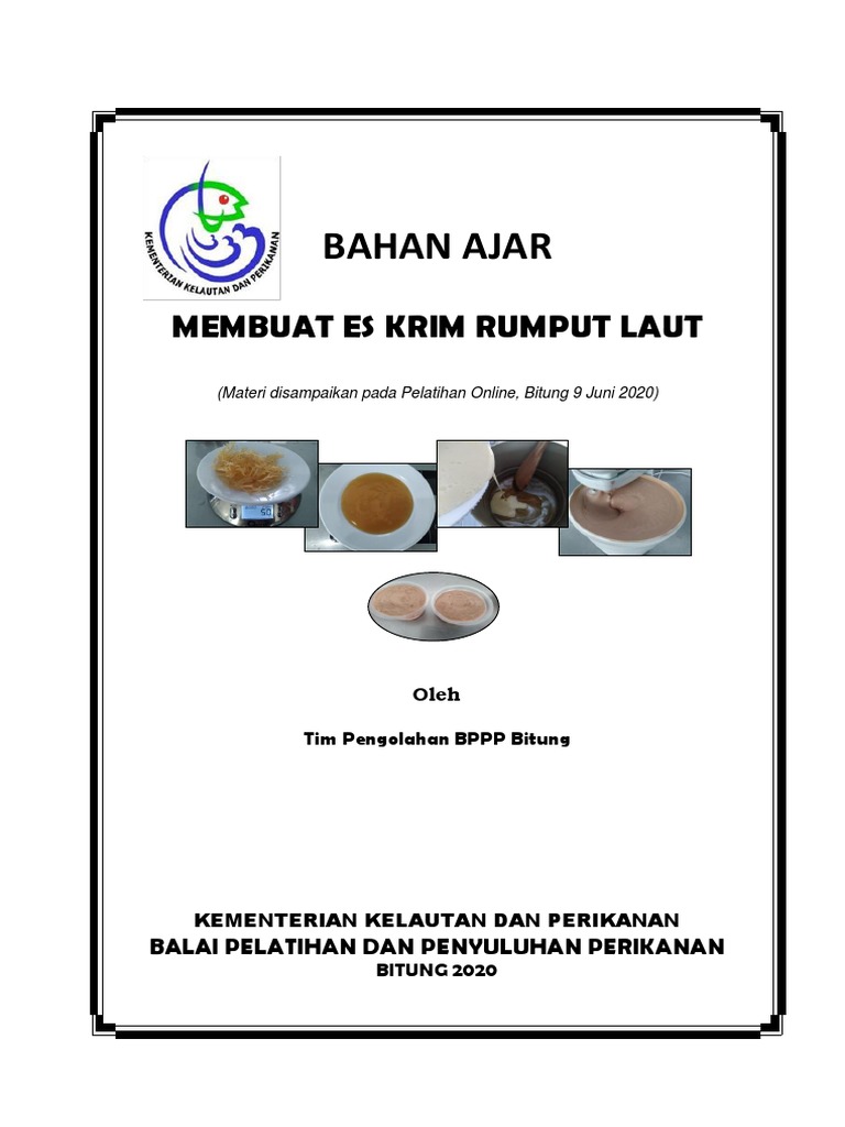 Bahan Ajar Pembuatan Es Krim Rumput Laut PDF | PDF