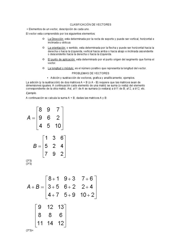 Clasificación de Vectores | PDF | Vector Euclidiano | Matriz (Matemáticas)