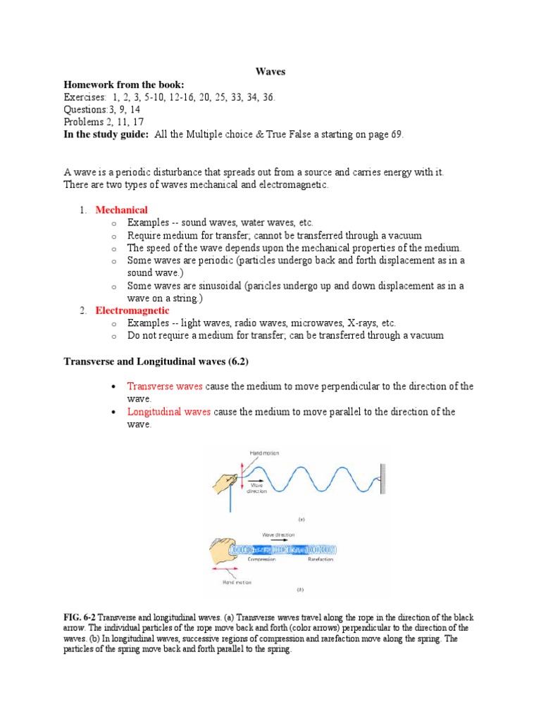 Waves Homework From The Book:: Mechanical | PDF | Waves ...