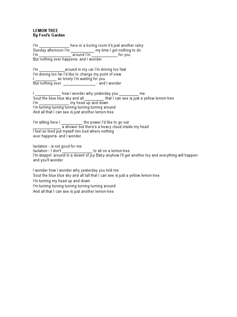 Lemon Tree Activity | PDF