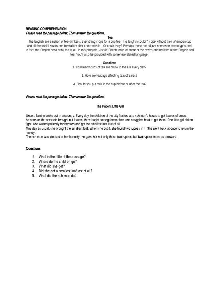 Reading Comprehension Flyers | PDF