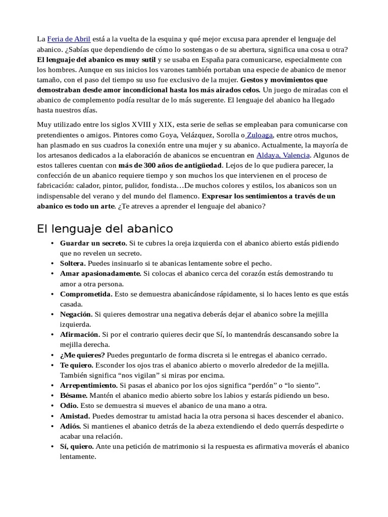 El Lenguaje Del Abanico | PDF