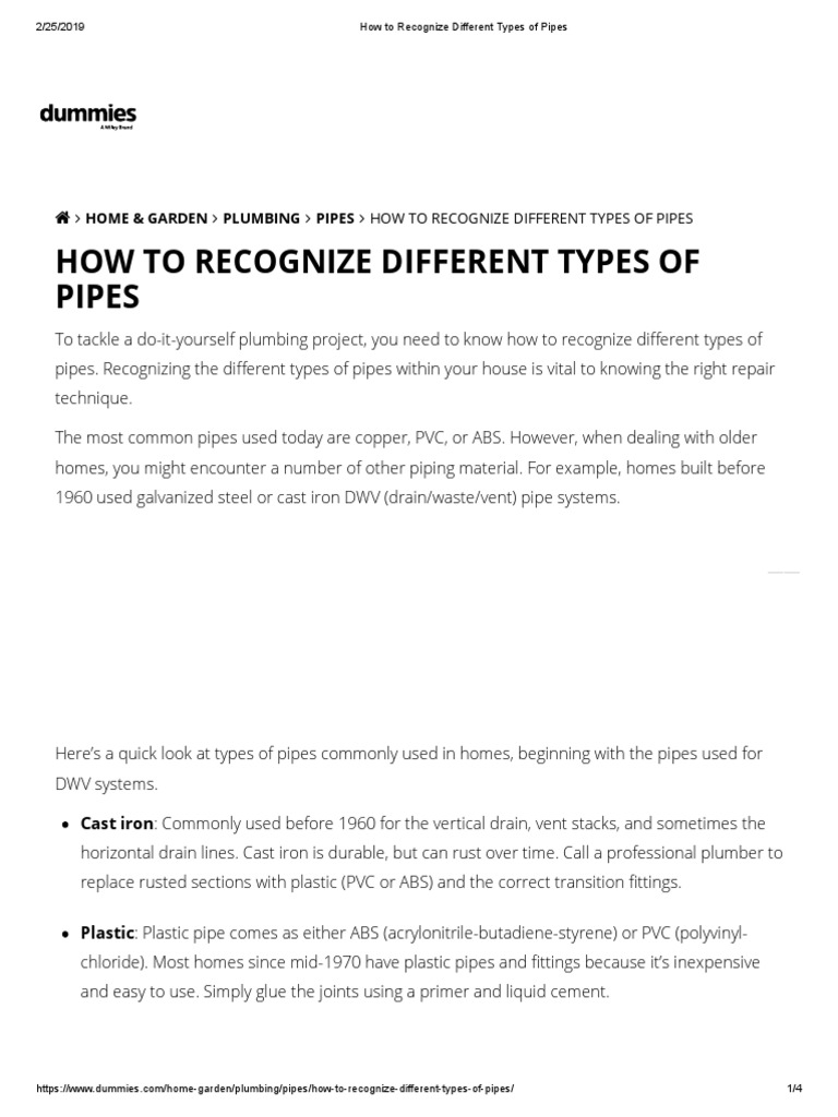 How To Recognize Different Types of Pipes: Download Manual (Free) | PDF ...