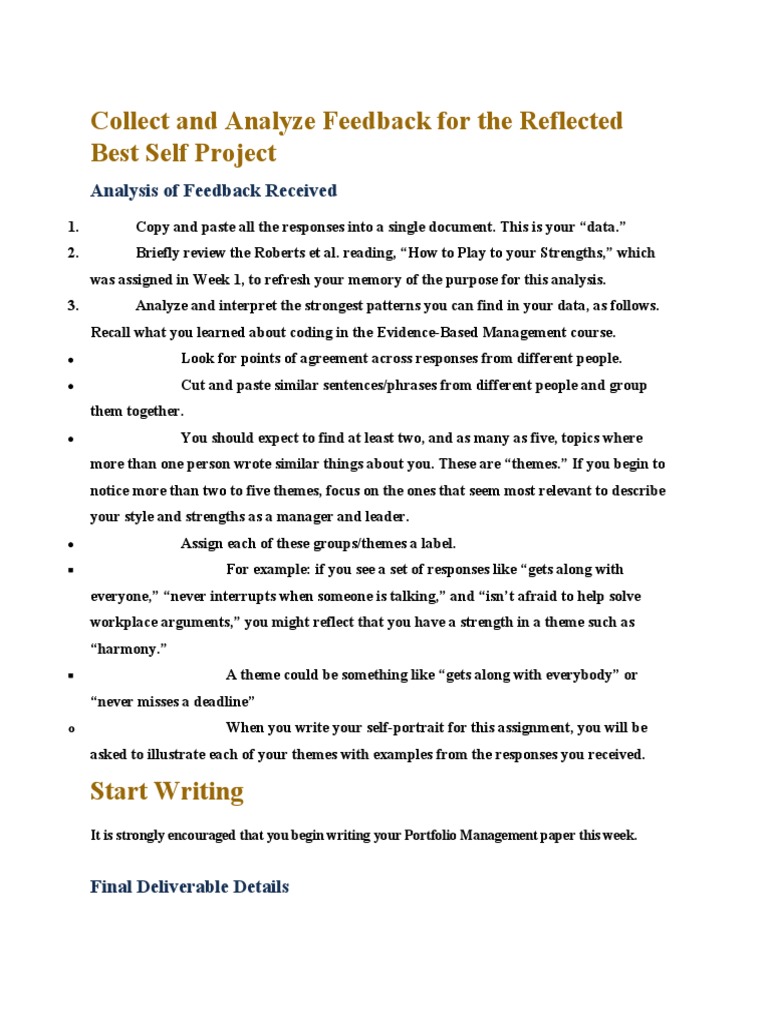 Analyzing Reflected Best Self Feedback | PDF | Behavior Modification ...