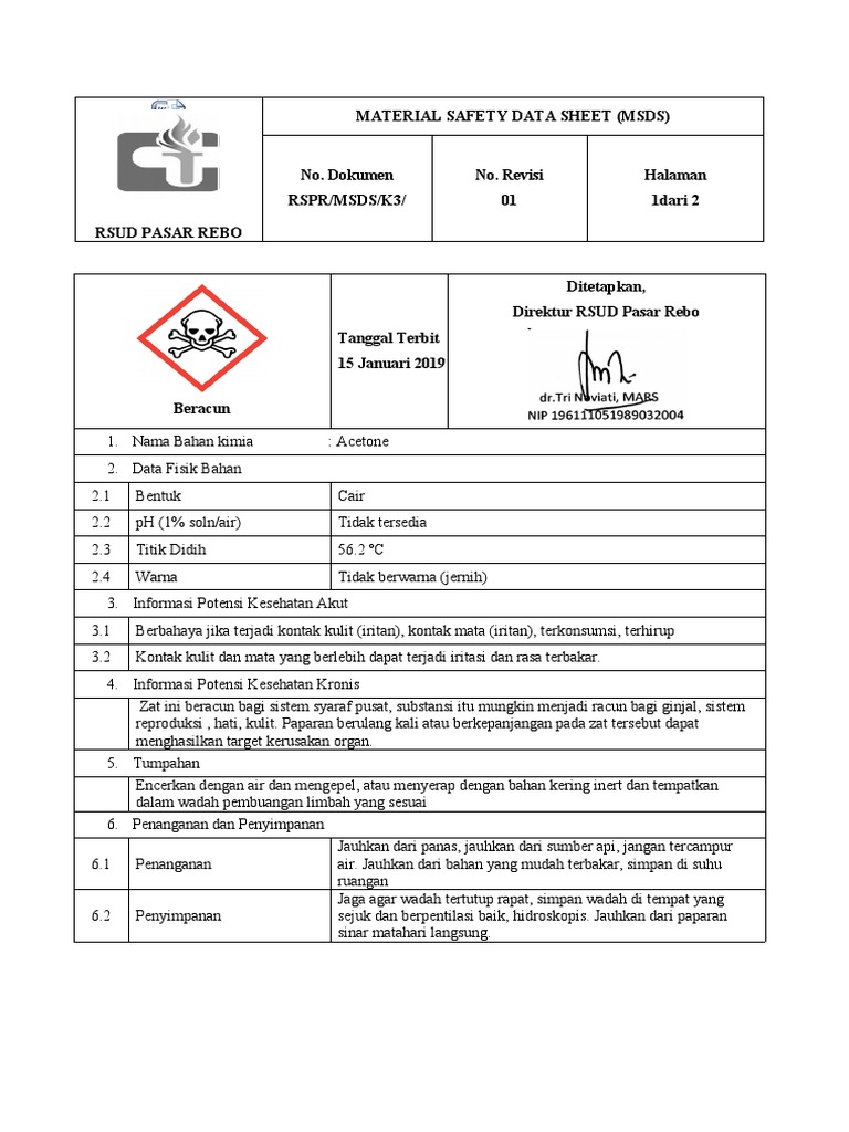 MSDS Acetone | PDF