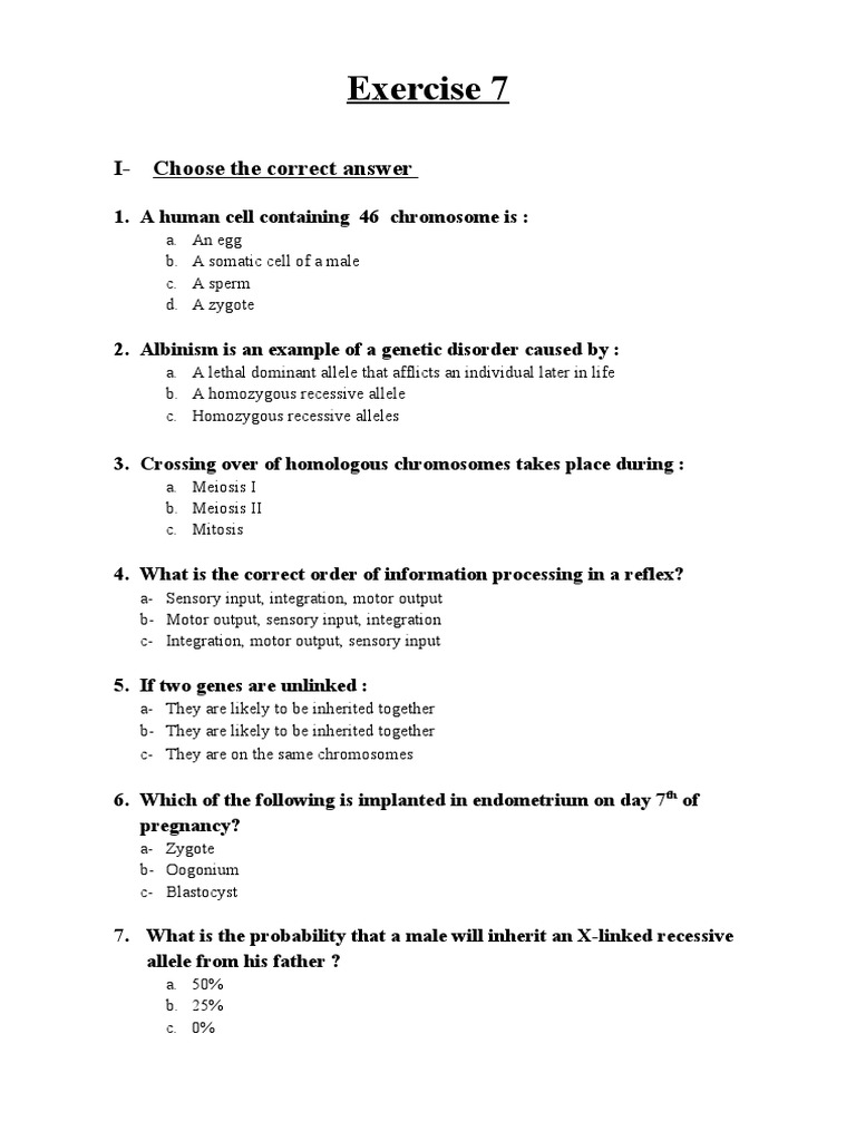 Exercise Number Seven | PDF | Neuron | Dominance (Genetics)