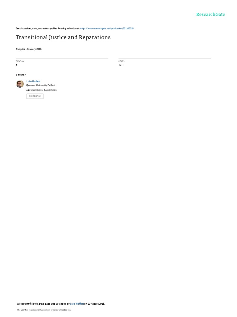 Transitional Justice and Reparations: January 2016 | PDF | Transitional ...