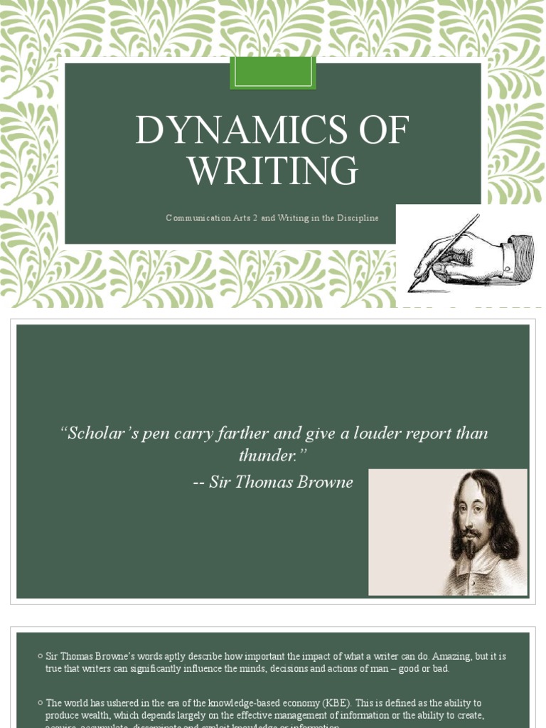 Dynamics of Writing: Communication Arts 2 and Writing in The Discipline ...