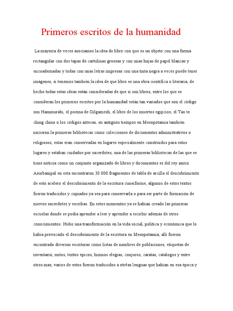 Primeros Escritos de La Humanidad Sarai Cevallos | PDF