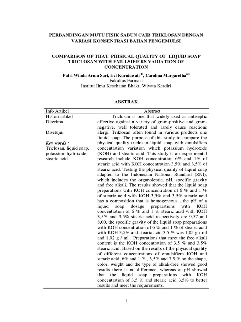 Jurnal Sabun Cair PDF | PDF | Physical Chemistry | Chemistry