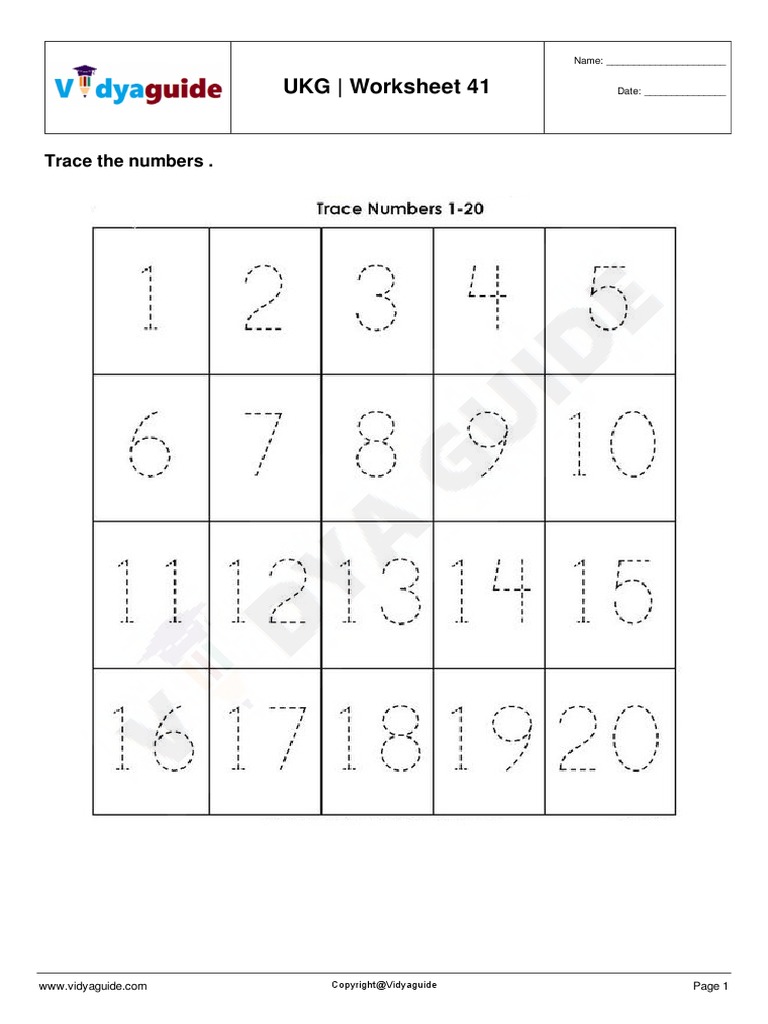 UKG - Worksheet 41: Trace The Numbers | PDF