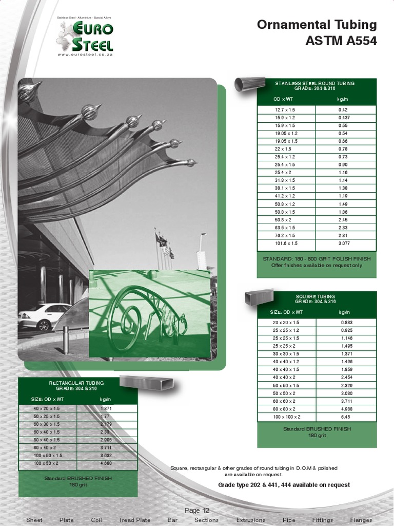 Ornamental Tubing ASTM A554: Stainless Steel Round Tubing GRADE: 304 ...
