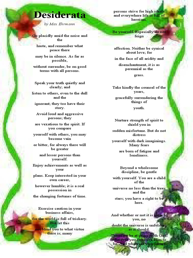 Desiderata: by Max Ehrmann | PDF
