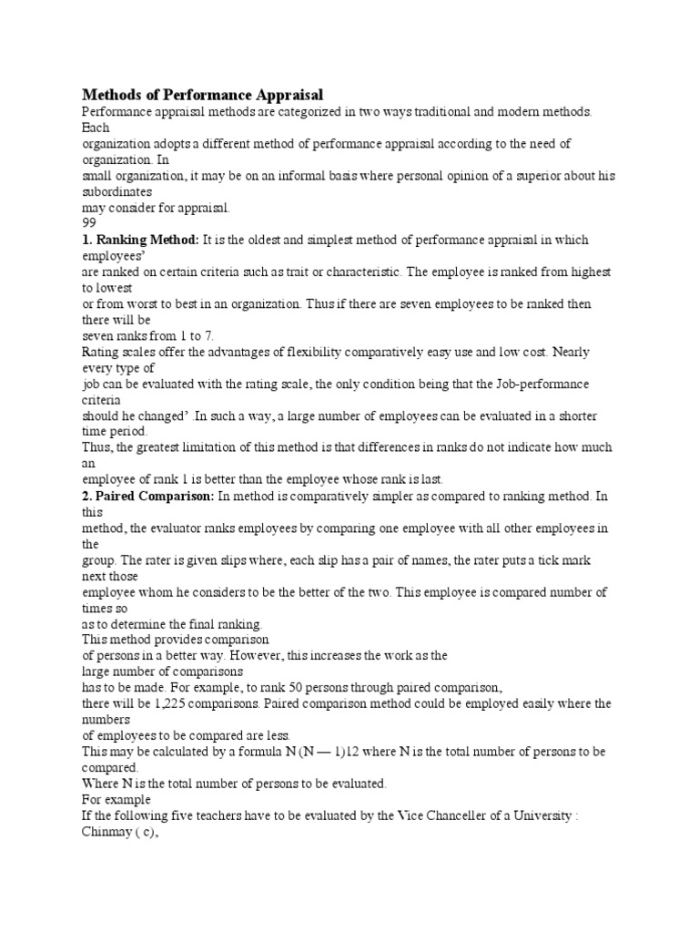 Performance Appraisal Methods Explained | PDF | Performance Appraisal ...