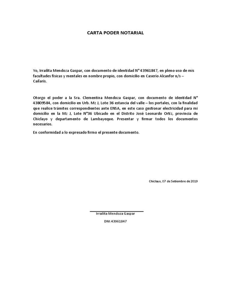 Carta Poder Notarial | PDF