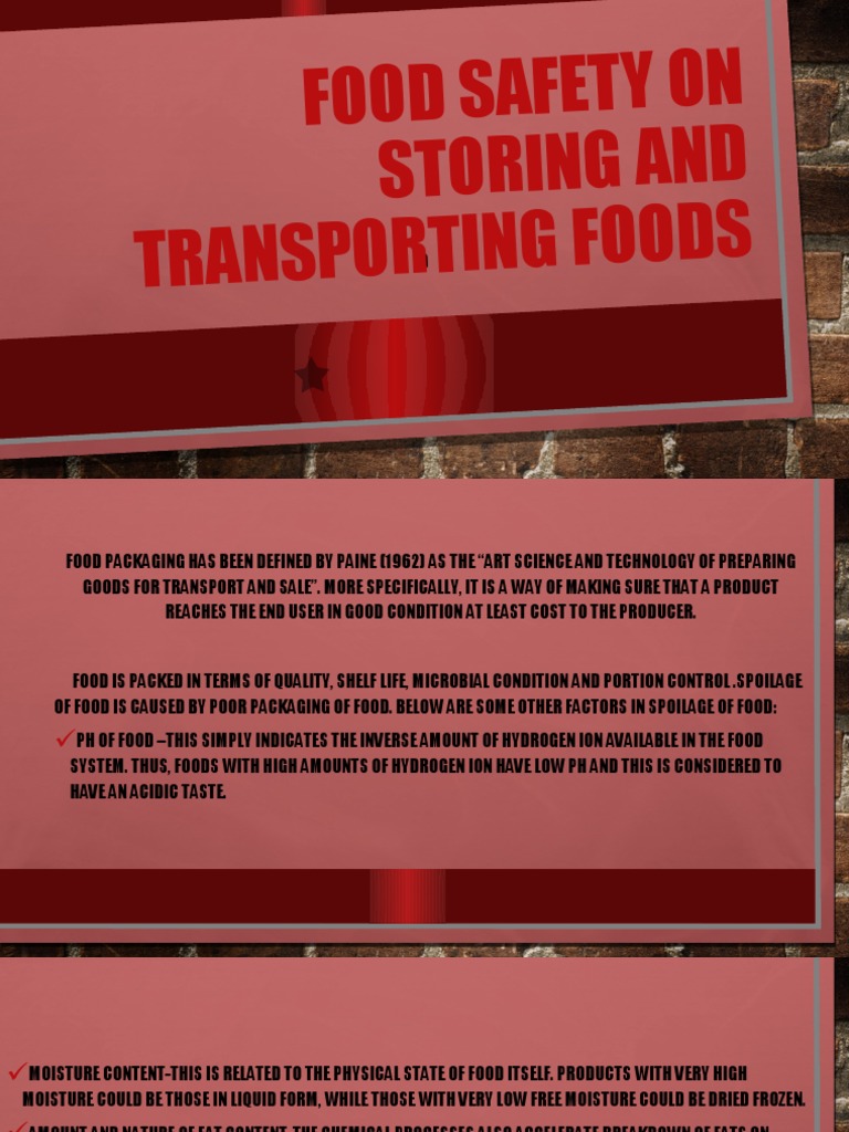 Food Safety On Storing and Transporting Foods | PDF