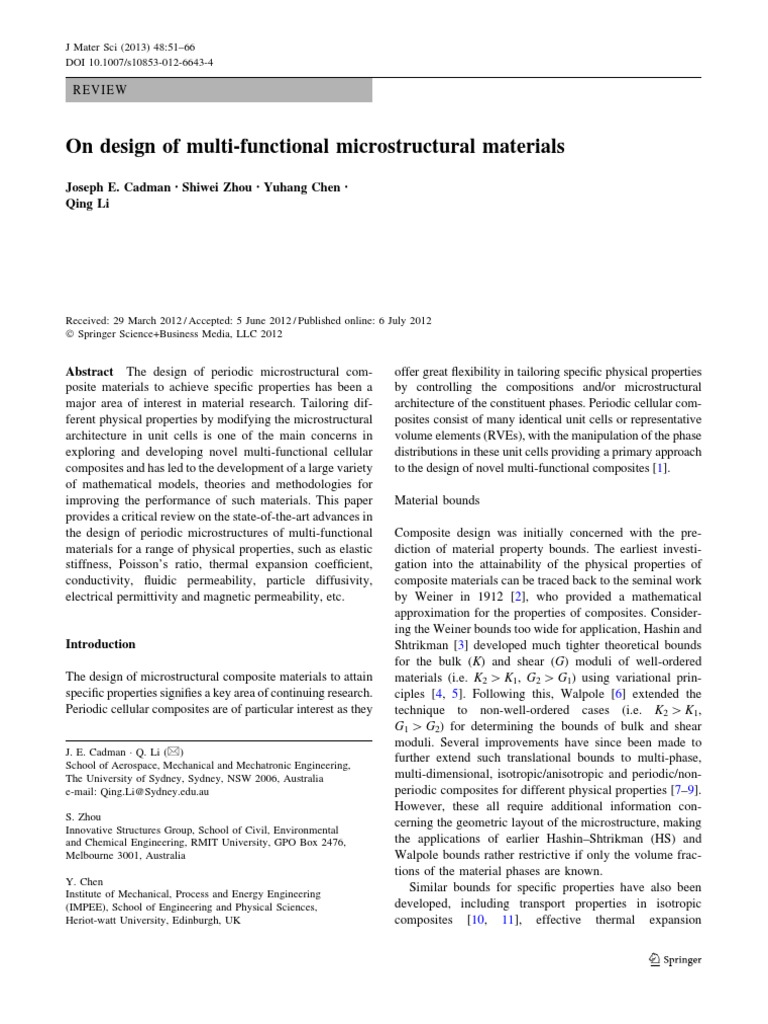 On Design of Multi-Functional Microstructural Materials PDF | PDF | Field (Mathematics ...