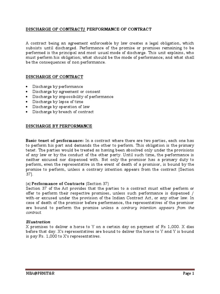 3 Discharge of Contract | PDF | Assignment (Law) | Contract Law