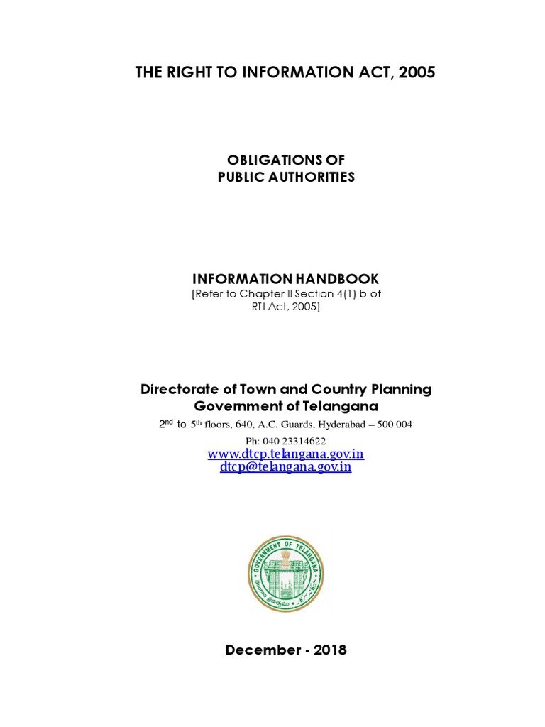 Information Handbook Refer To Chapter II Section 4.1b of DTCP | PDF | Freedom Of Information ...