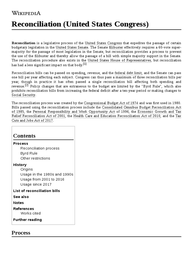 Reconciliation (United States Congress) | PDF | Reconciliation (United ...