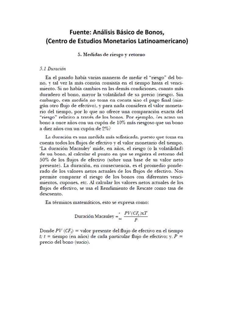 Duración y Duración Modificada (Compendio Papers) PDF | PDF