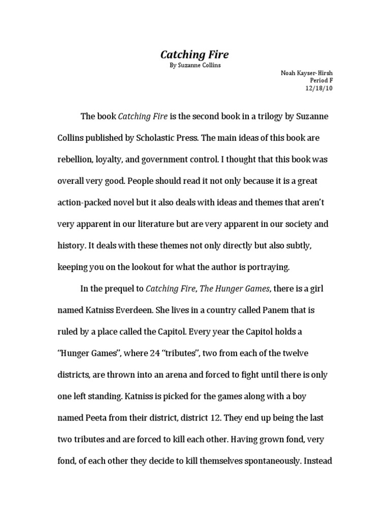 Catching Fire Book Report | PDF | The Hunger Games | Works About Child ...