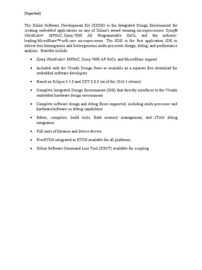 Xilinx Sdk Pdf System On A Chip Integrated Development Environment