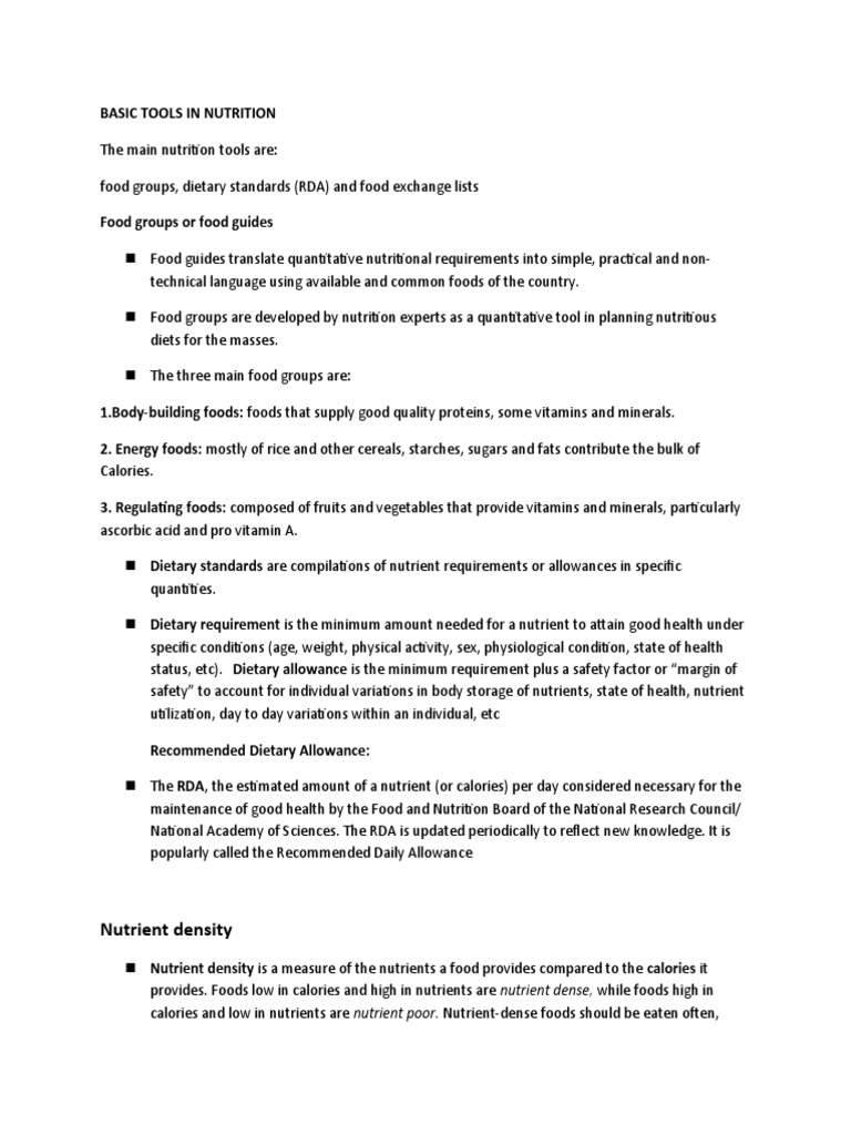 Essential Nutrition Tools Explained | PDF | Human Nutrition | Nutrients