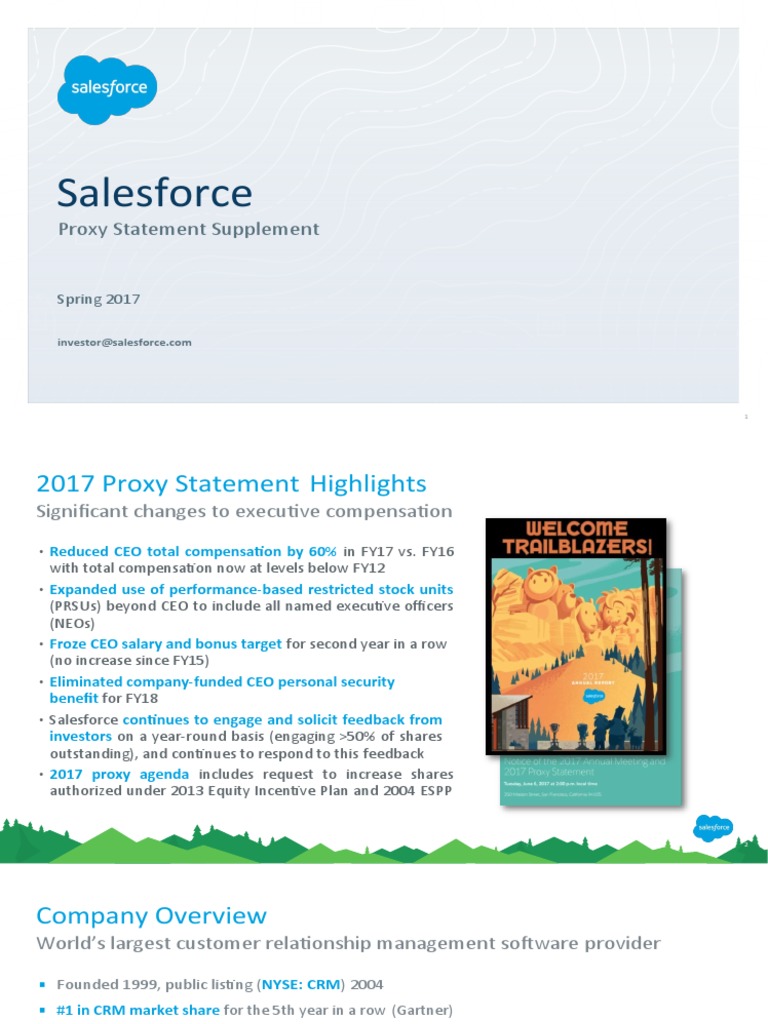 Salesforce: Proxy Statement Supplement | PDF | Executive Compensation | Stocks