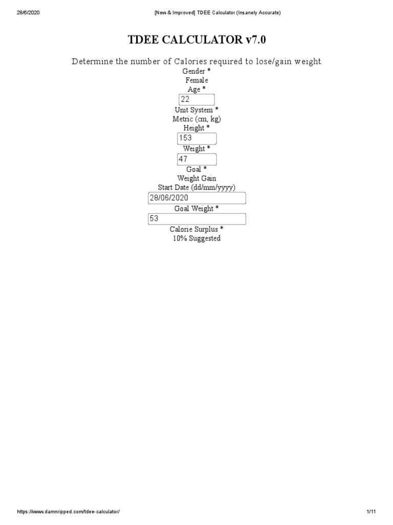 (New & Improved) TDEE Calculator (Insanely Accurate) | PDF | Body Mass ...