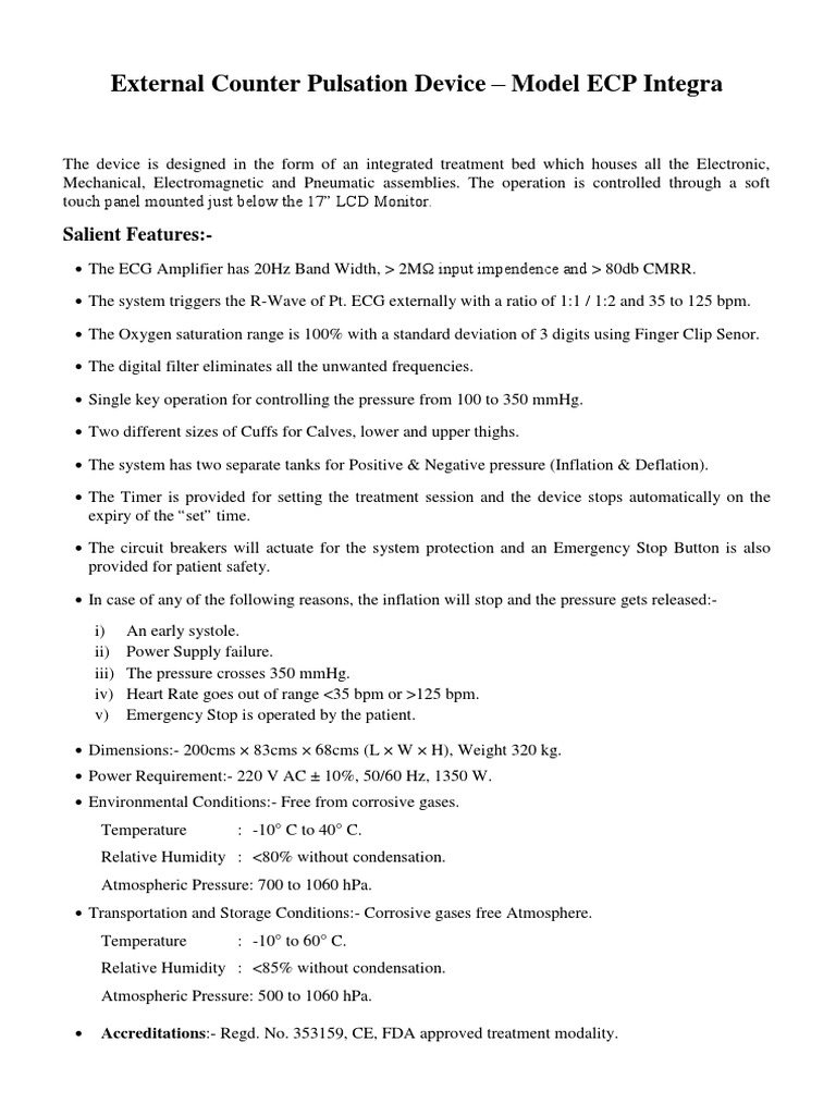 External Counter Pulsation Device Model ECP Integra | PDF