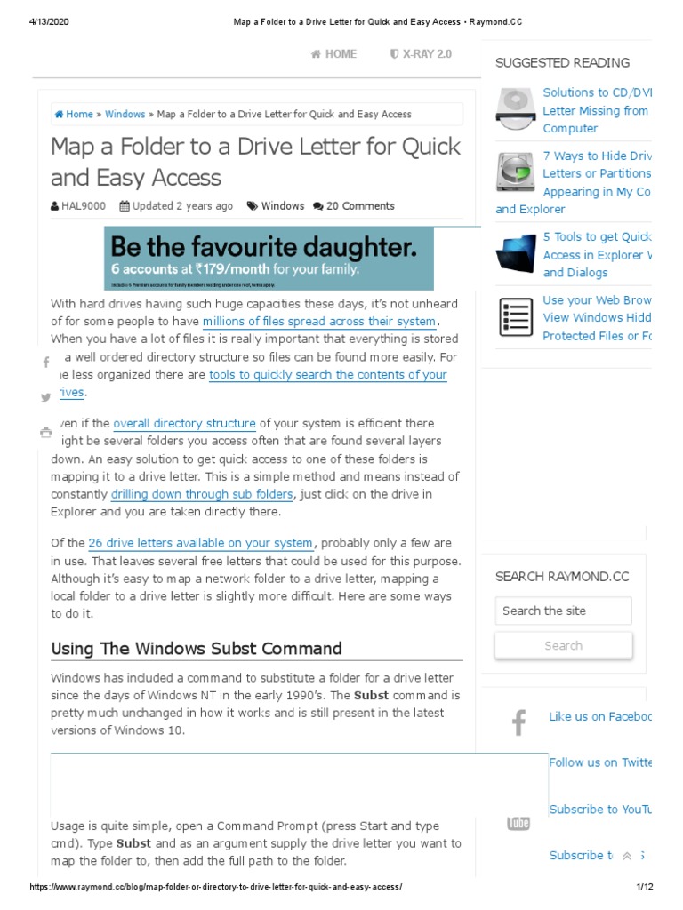Map A Folder To A Drive Letter For Quick and Easy Access - Raymond - CC ...