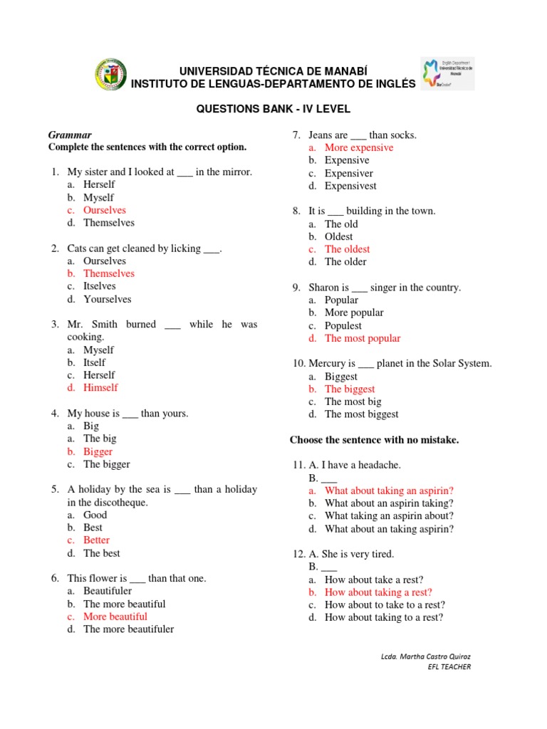 Questions Bank | PDF | Clothing | Trousers