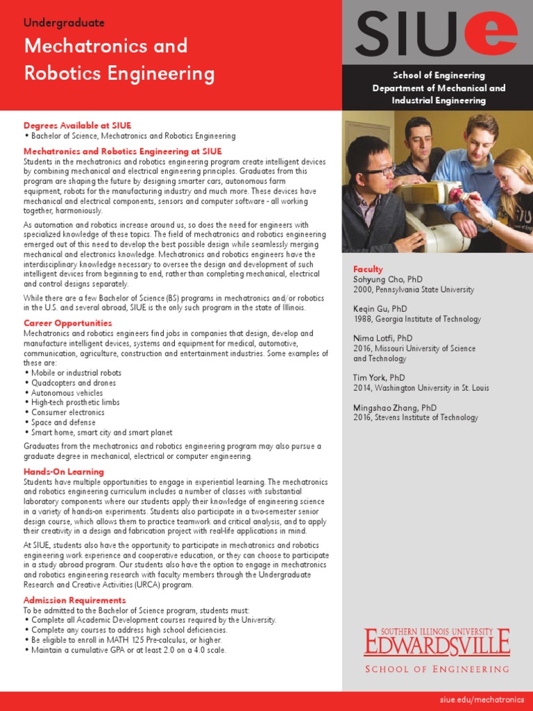 Mechatronics and Robotics Engineering: Undergraduate | PDF | Mechatronics | Robotics