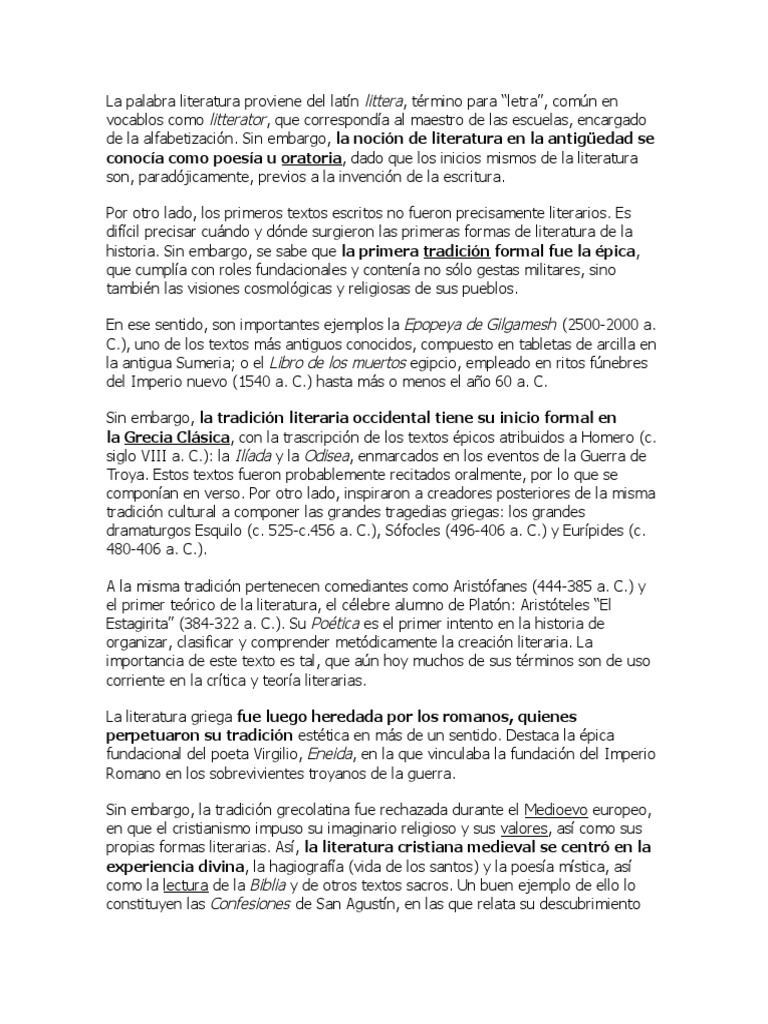 Historia de La Literatura | PDF | Poesía épica | Poesía