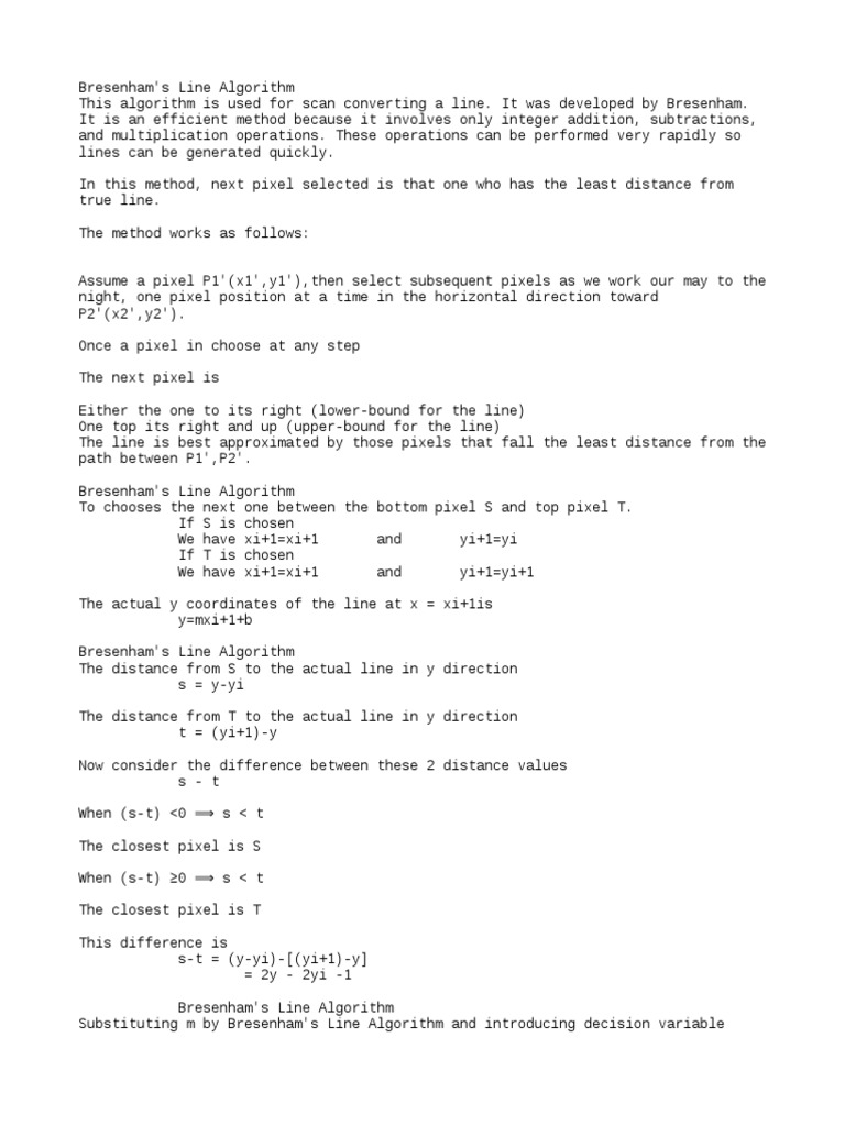 Bresenhams Line Algorithm | PDF | Computer Science | Computing Bresenhams Line Algorithm | PDF | Computer Science | Computing