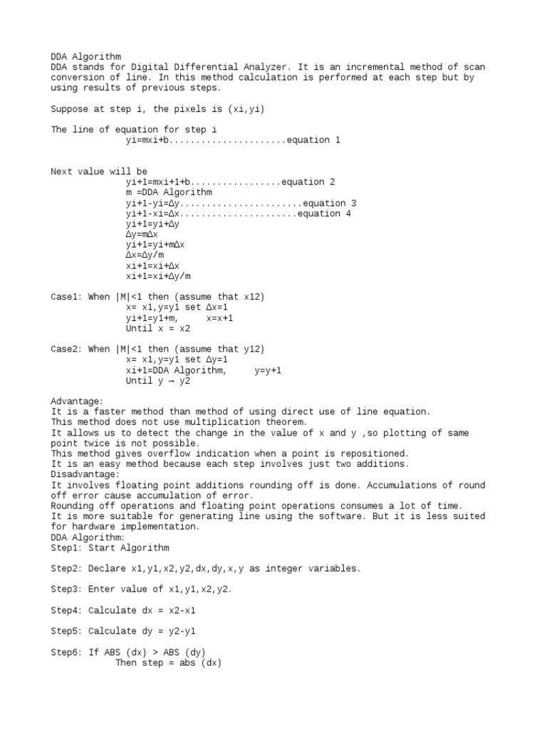 DDA Algorithm | PDF | Rounding | Discrete Mathematics