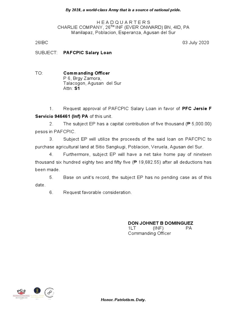 PAFCPIC Salary Loan: by 2028, A World-Class Army That Is A Source of ...