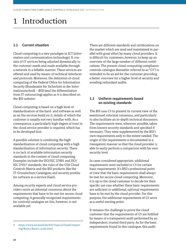 1.1 Current Situation: Cloud Computing Compliance Controls Catalogue ...