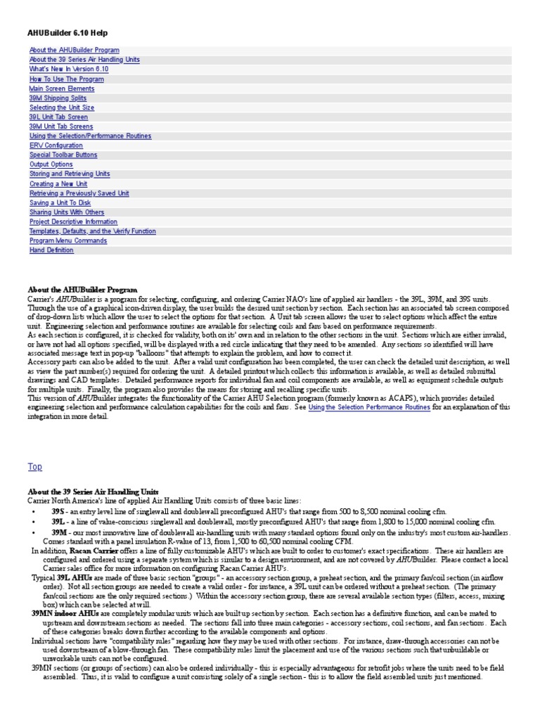 AHUBuilder 6.10 User Guide | PDF | Icon (Computing) | Menu (Computing)