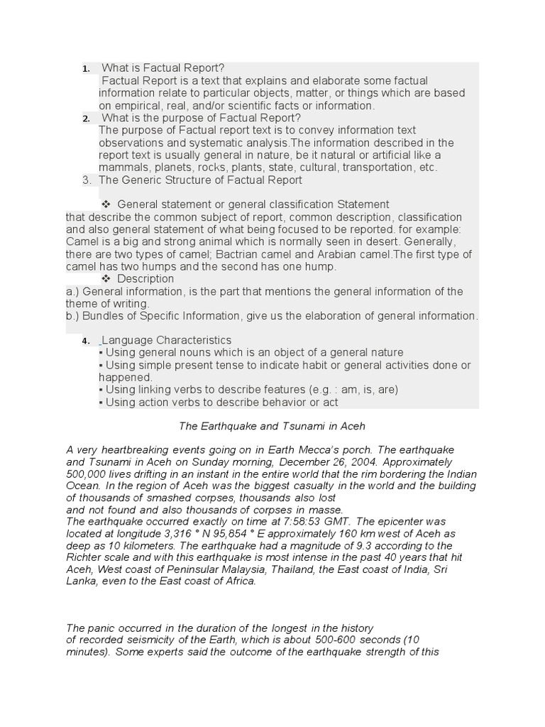 What Is Factual Report | PDF | Earthquakes | Seismology