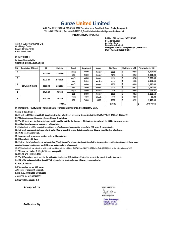 PI Format Final | PDF | Financial Services | Business