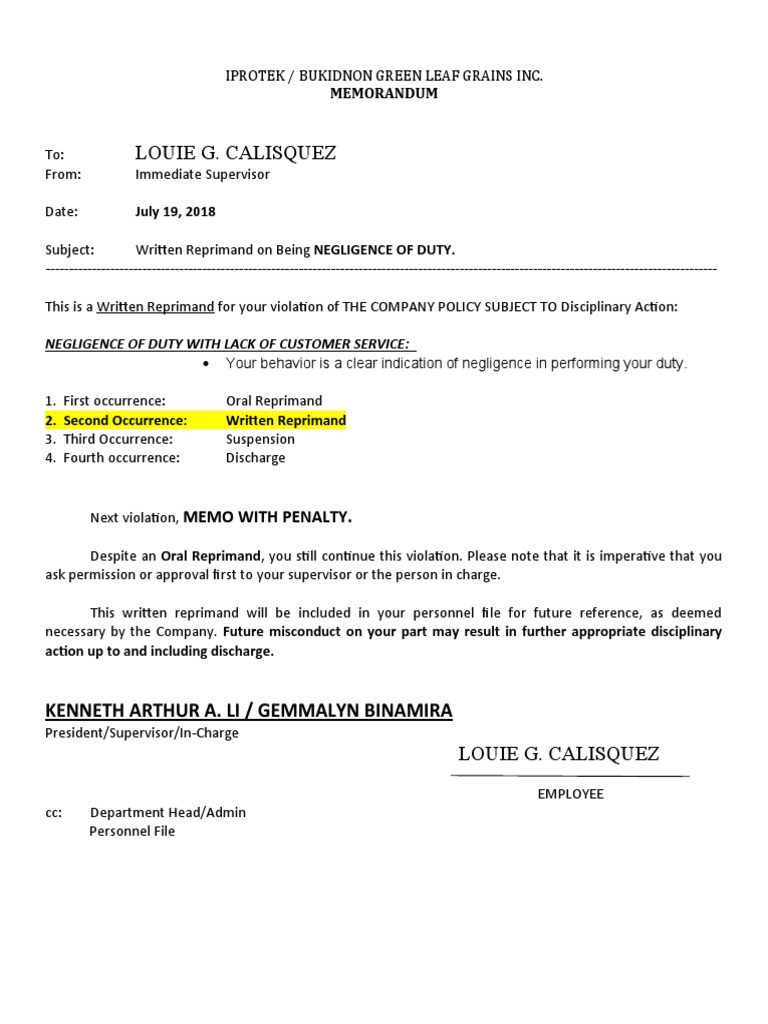 Memo - Negligence of Duty | PDF