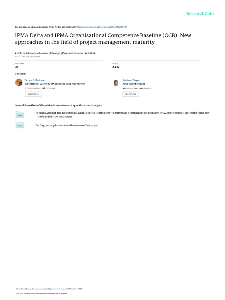 IPMA Delta and IPMA Organisational Competence Baseline (OCB) : New ...