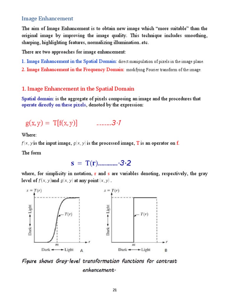 Image Enhancement in The Spatial Domain | PDF | Image Editing | Pixel