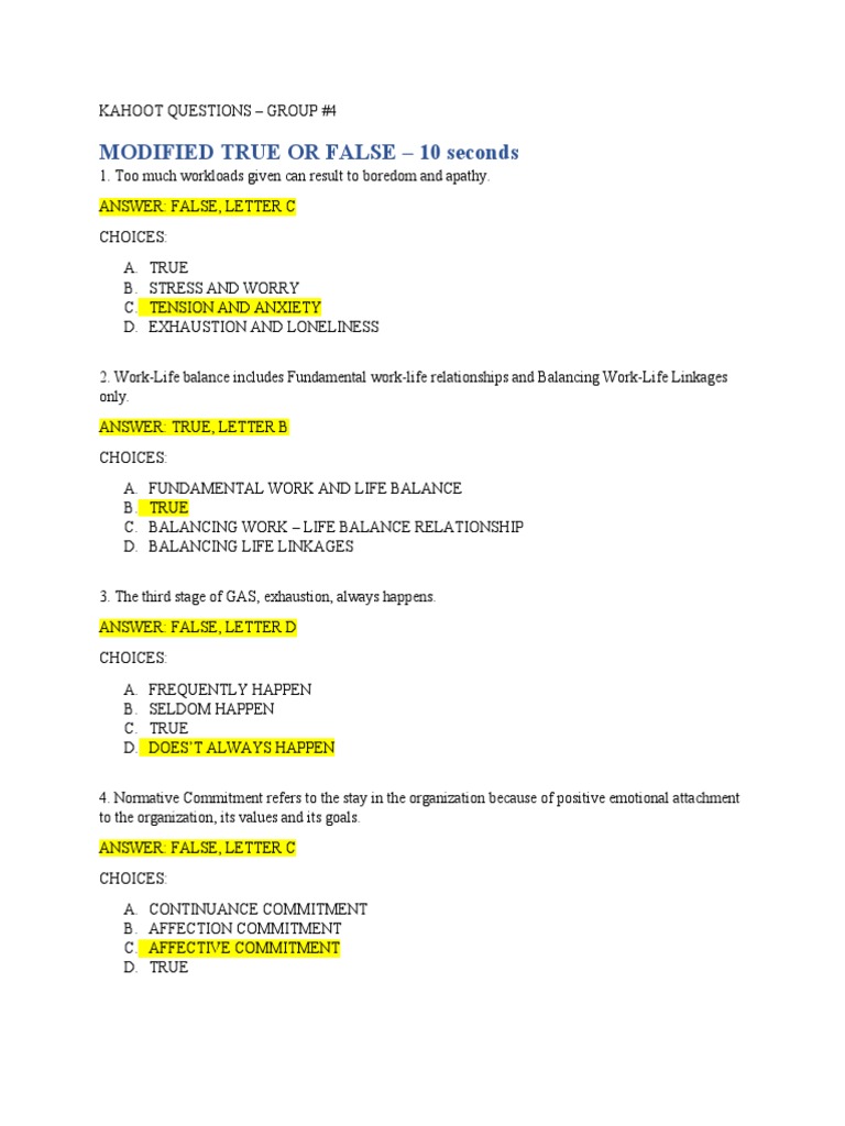 Grp4 Kahoot Questions | PDF | Value (Ethics) | Motivation