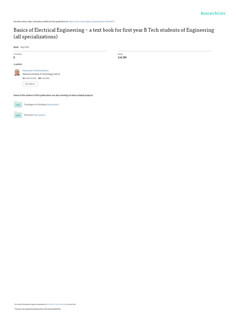 Basics of Electrical Engineering - A Text Book For First Year B Tech ...