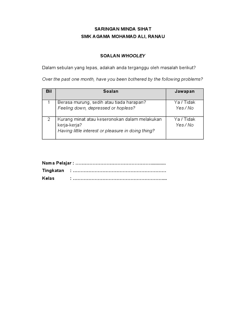 Soalan Whooley | PDF